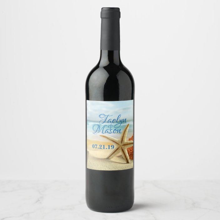 Tropical Wedding Beach Scene Wine Bottle Label | Zazzle.com