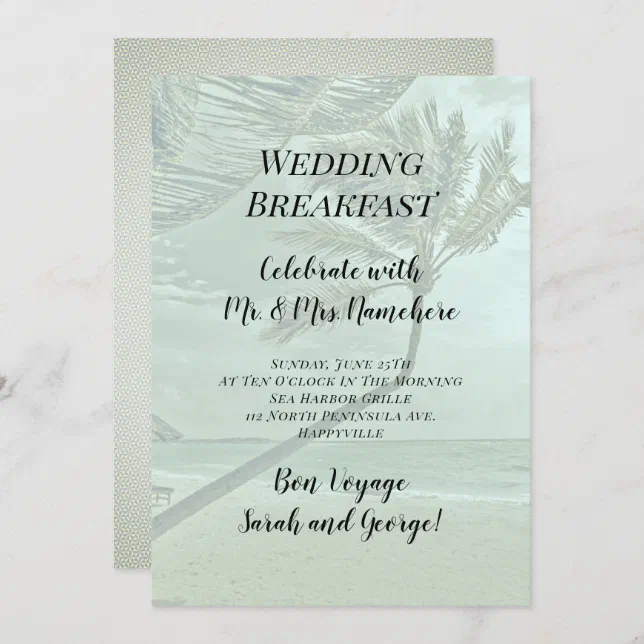 Tropical Wedding Breakfast Newlywed Send Off Invitation | Zazzle