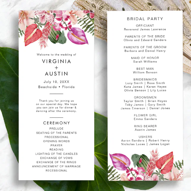 Tropical Wedding Programs | Zazzle