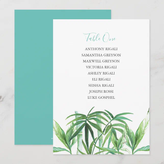Tropical Wedding Reception Seating Chart Card | Zazzle