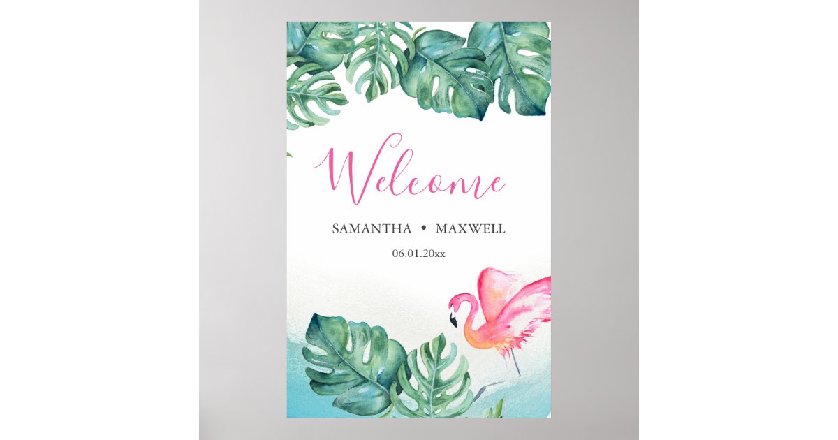 Tropical Wedding Reception Welcome Sign | Zazzle