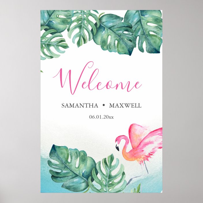 Tropical Wedding Reception Welcome Sign | Zazzle.com