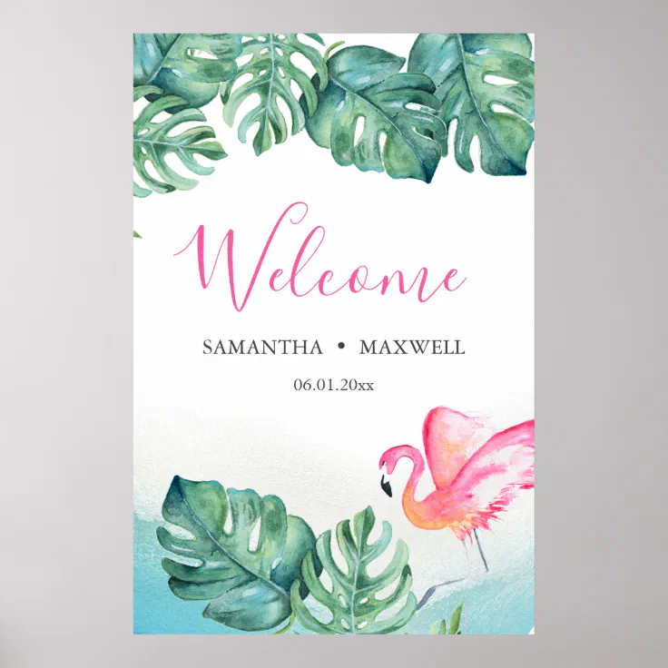 Tropical Wedding Reception Welcome Sign | Zazzle