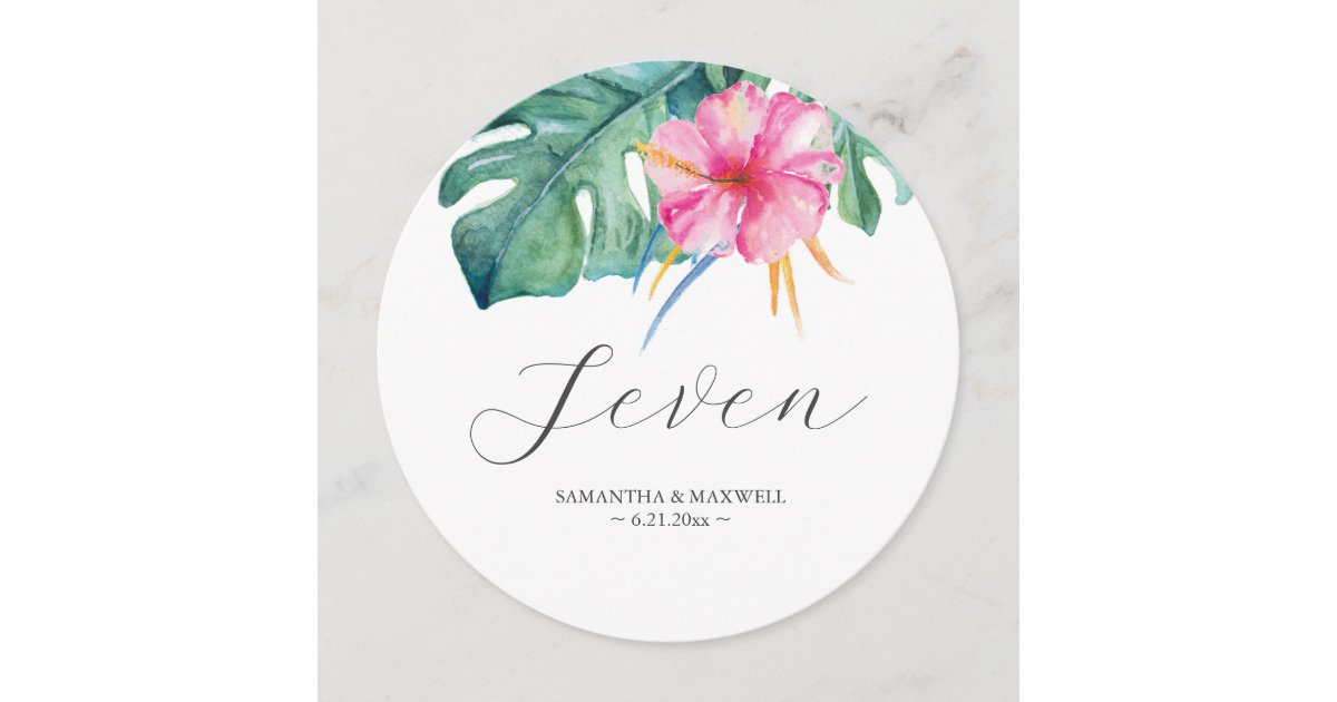 Tropical Wedding Round Table Number | Zazzle