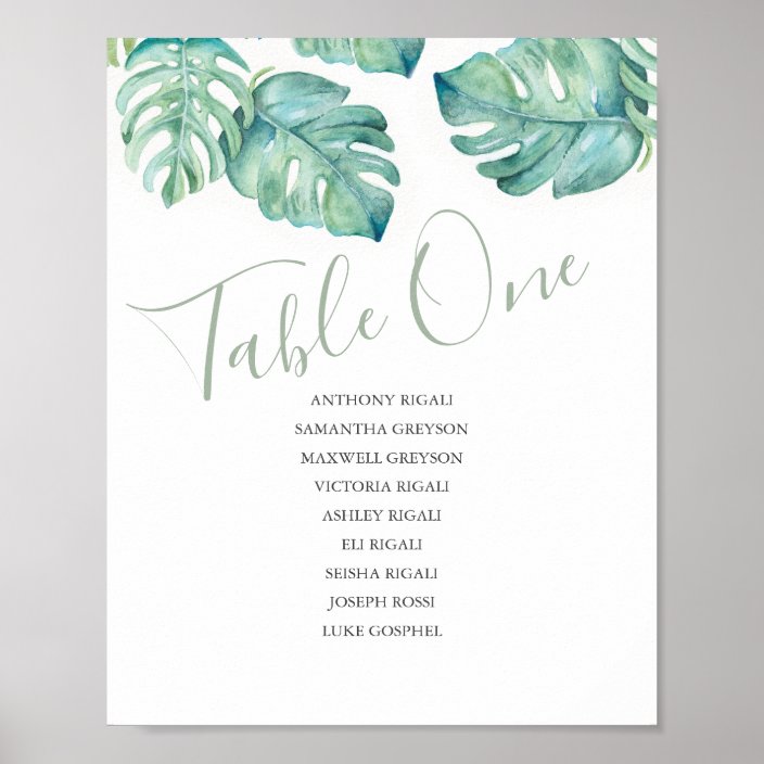 Tropical Wedding Table Decor Seating Chart | Zazzle.com