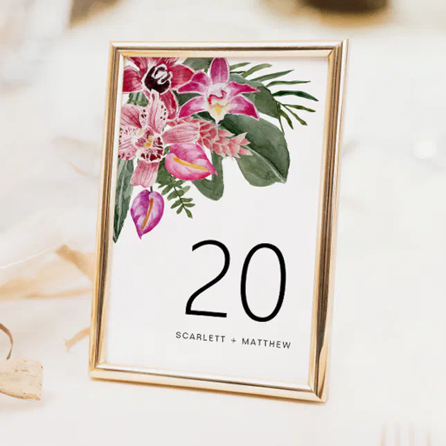 Tropical Wedding Table Number | Zazzle