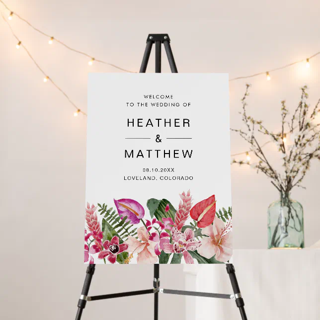 Tropical Welcome Wedding Foam Board | Zazzle