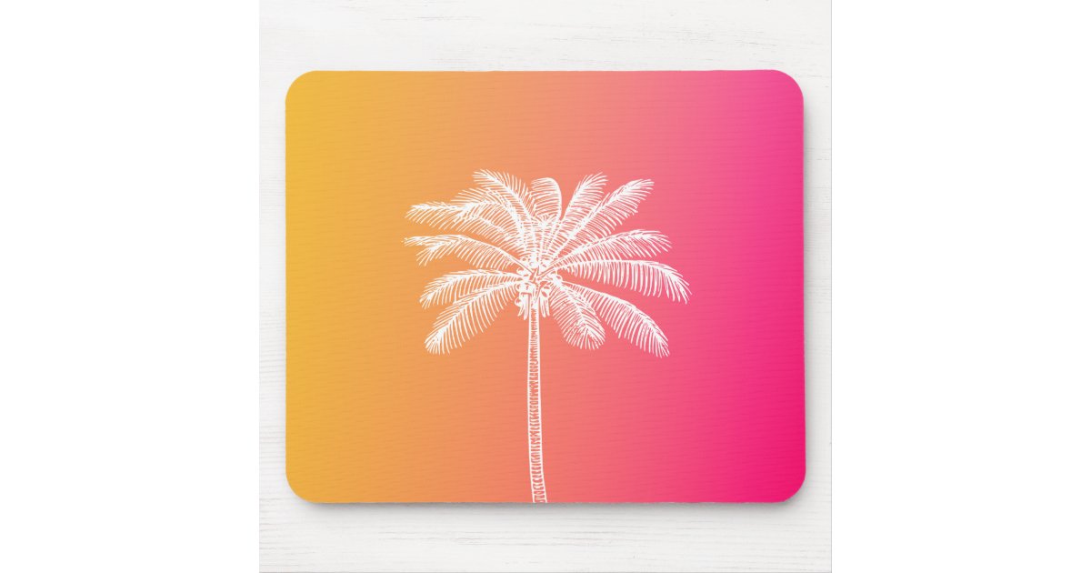 Tropical White palm tree sunset Mouse Pad | Zazzle