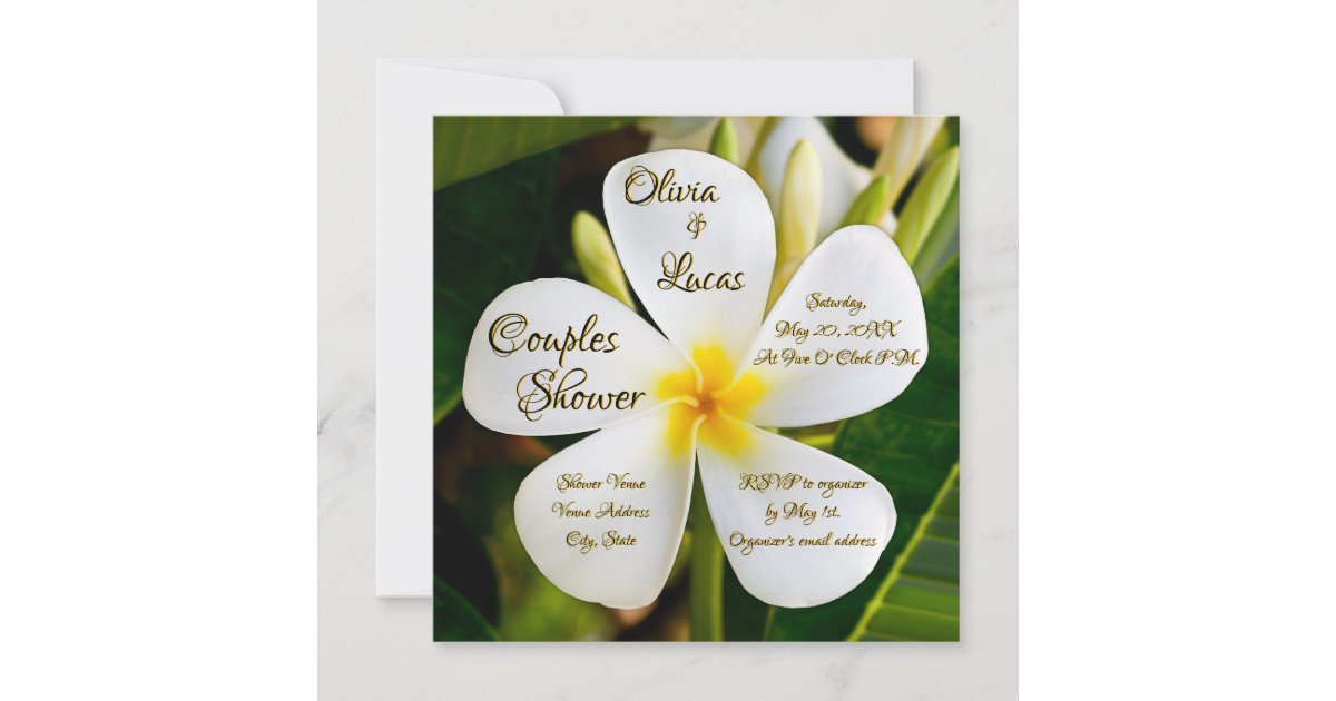 Tropical White Plumeria - New Beginnings - Couples Invitation | Zazzle