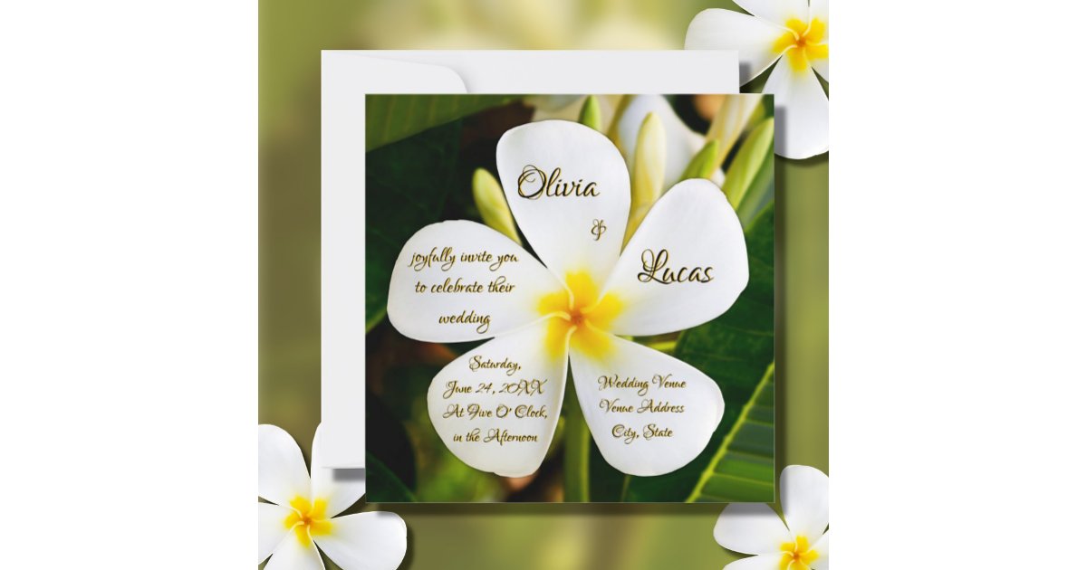 Tropical White Plumeria - New Beginnings - Wedding Invitation | Zazzle