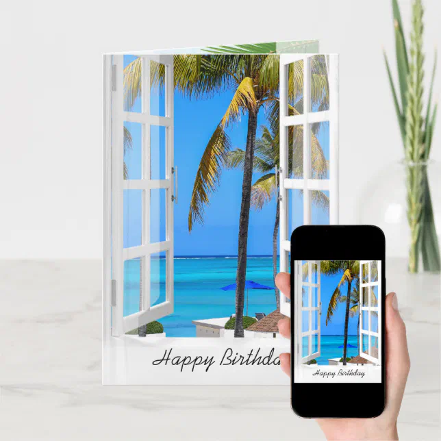 Tropical Window Birthday Card | Zazzle