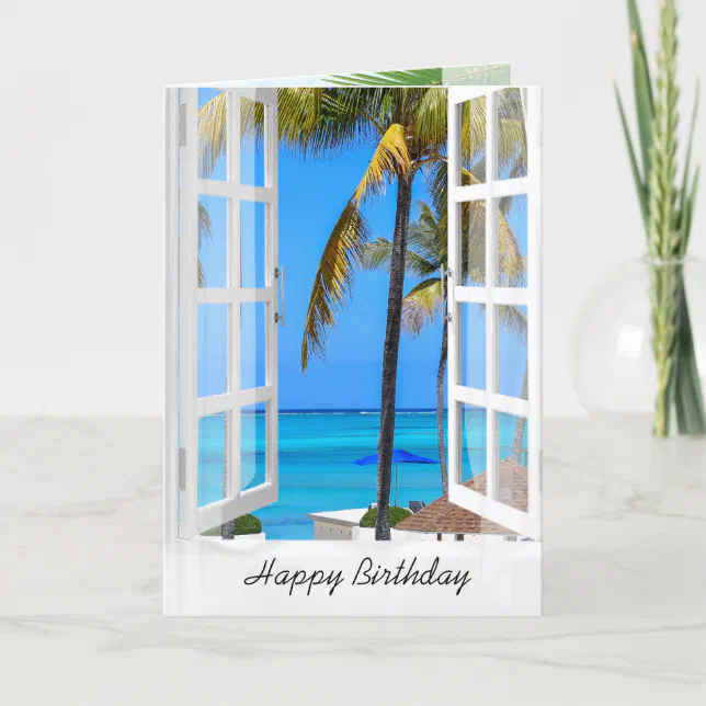 Tropical Window Birthday Card | Zazzle