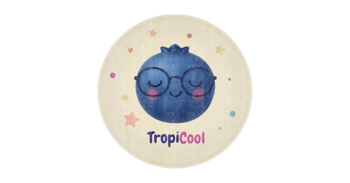 TropiCool Blueberry – Kawaii Fruit Kitchen Charm Cutting Board | Zazzle