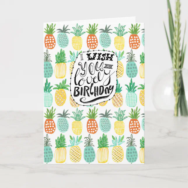 Tropics Birthday Pineapple Pattern | Greeting Card | Zazzle