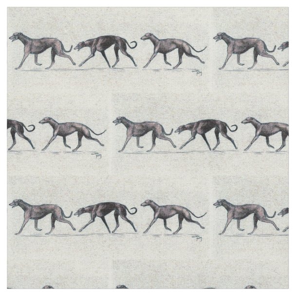 Brindle Greyhound Dog Art Fabric | Zazzle