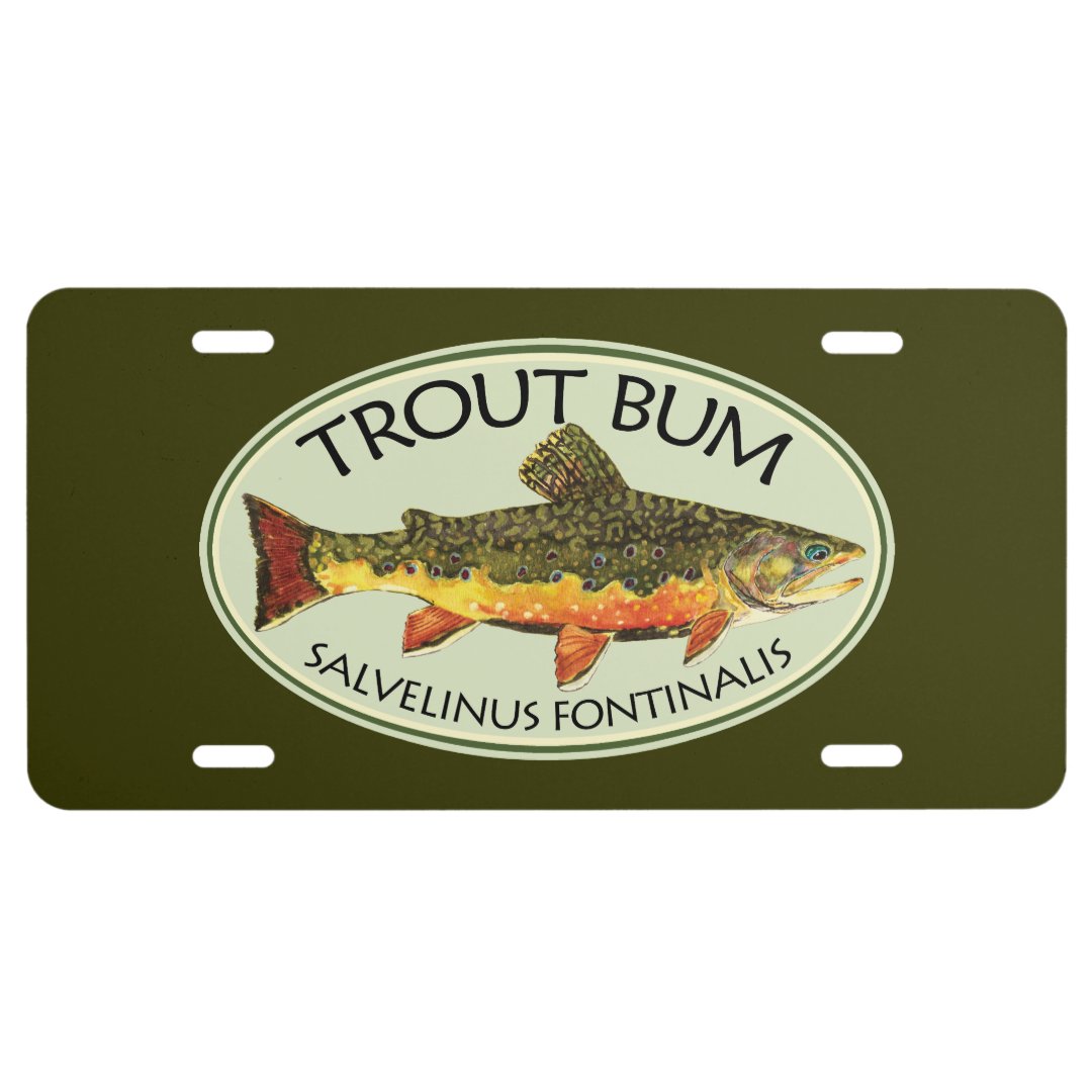 Trout Bum Fishing License Plate | Zazzle