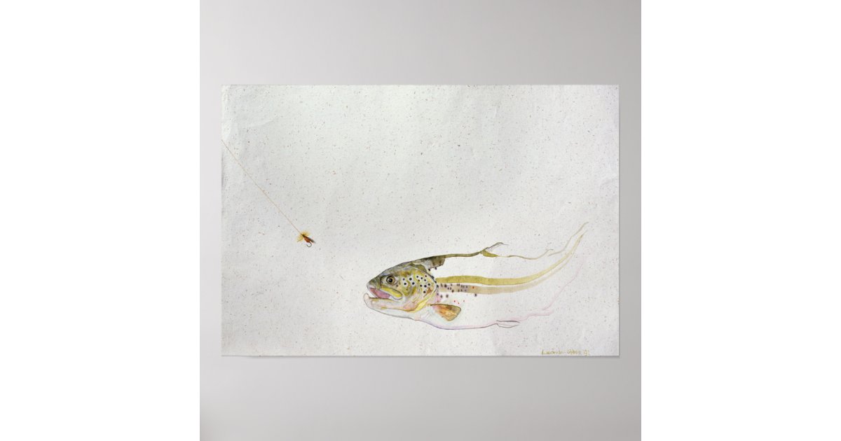 Trout chasing a fisherman's fly poster | Zazzle
