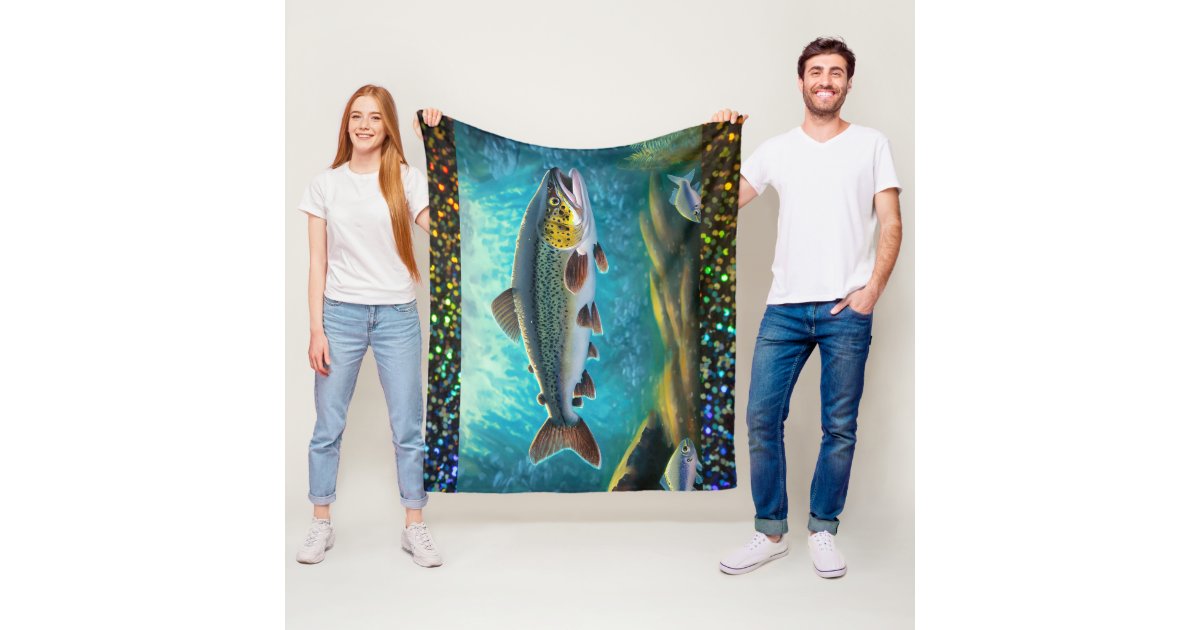 Trout Fish Fishing Fleece Blanket | Zazzle