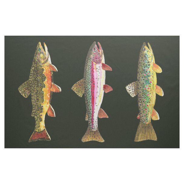 Vintage Fish Scientific Fishing Art Fabric | Zazzle