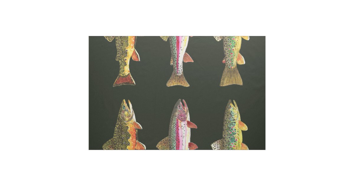 Trout Fishing Fabric | Zazzle