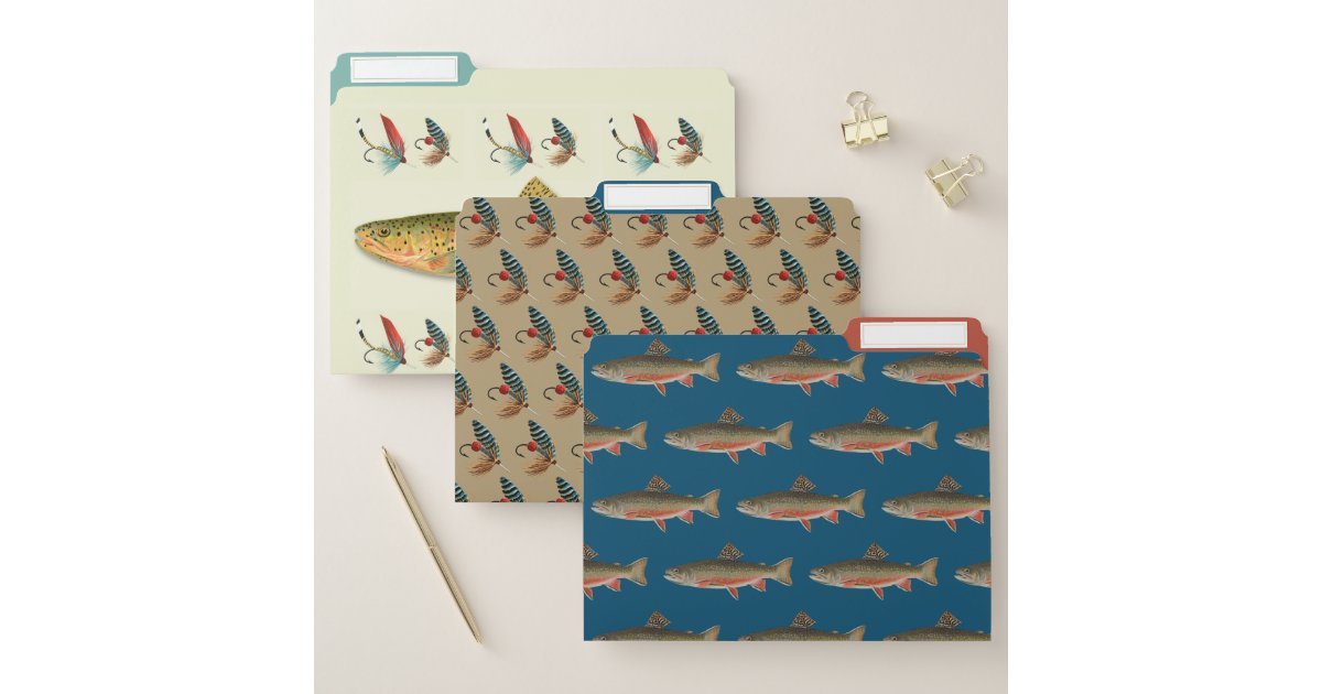 Trout Fishing Fish and Flies Office File folders | Zazzle