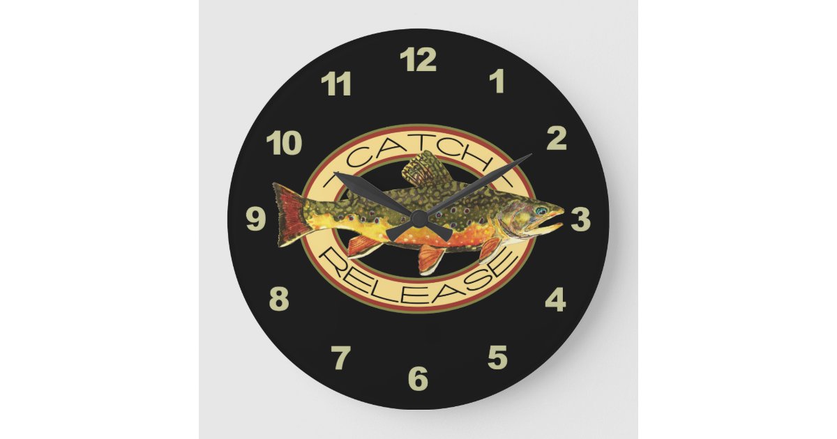 Trout Fishing Large Clock | Zazzle