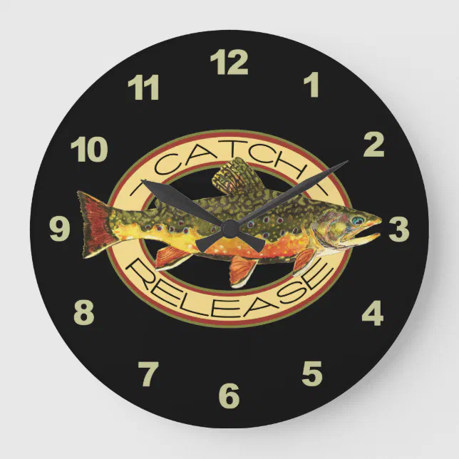 Trout Fishing Large Clock | Zazzle