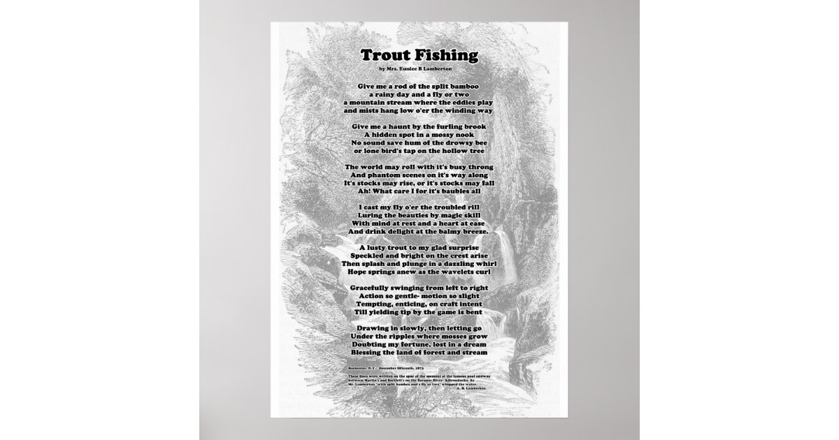 Trout Fishing Poem Poster | Zazzle