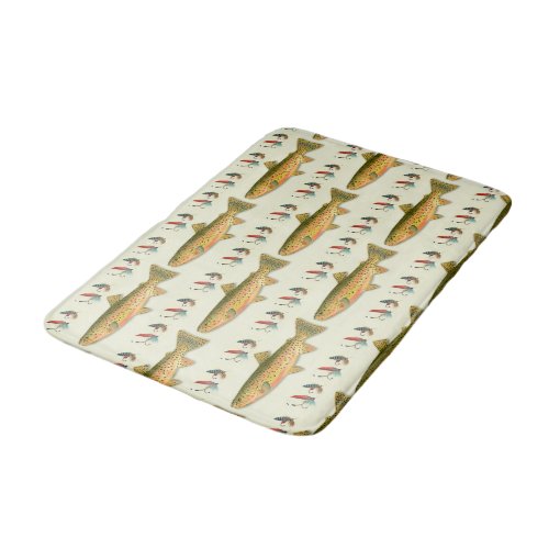 Trout Fishing Theme Bath Mat | Zazzle