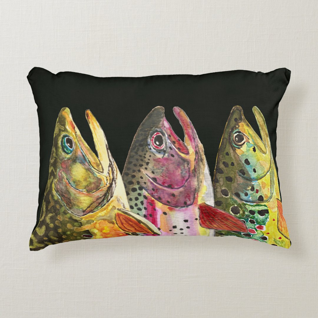 Trout Fly Fishing Decorative Pillow | Zazzle