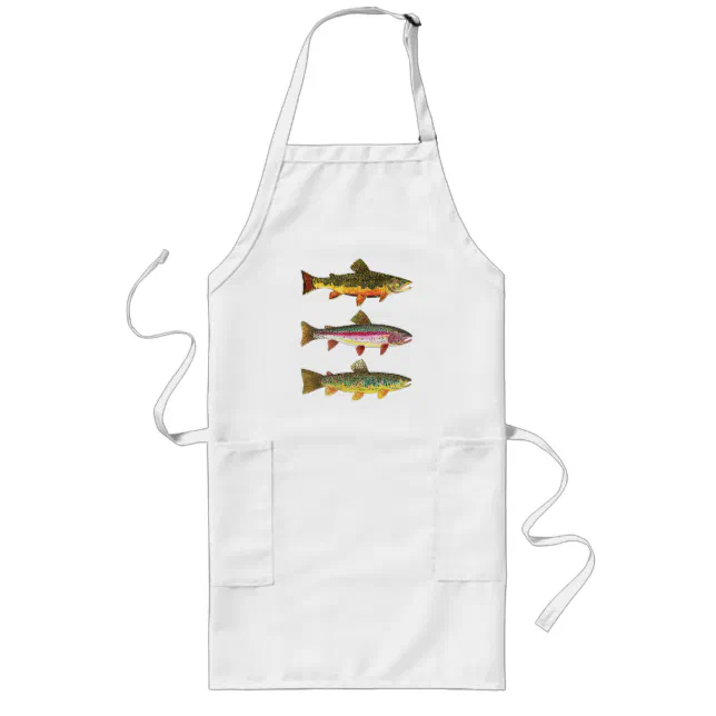 Trout Fly Fishing Fisherman Cook Chef Long Apron | Zazzle