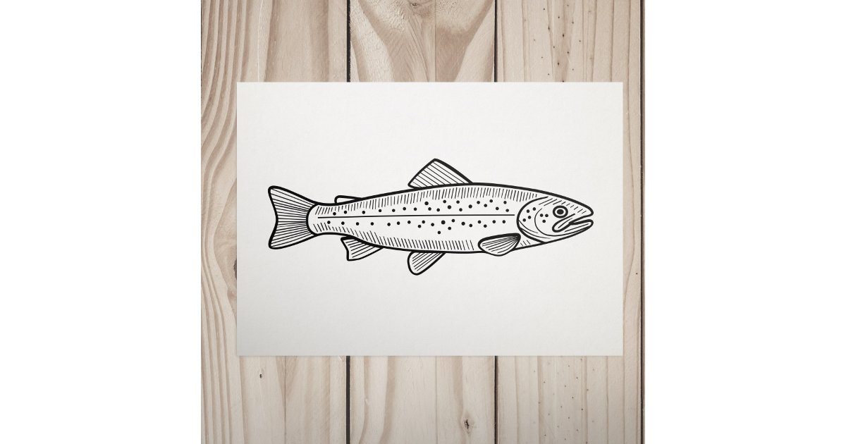 Trout rubber stamp | Zazzle