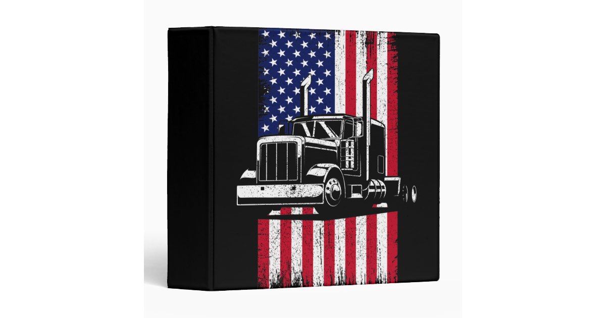 Truck Driver American Flag Trucker 3 Ring Binder | Zazzle
