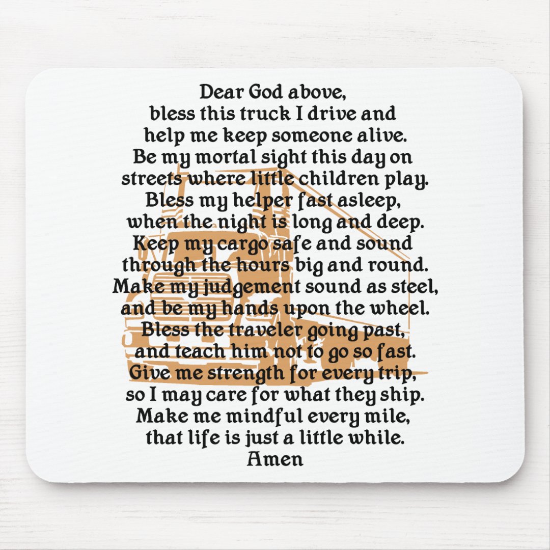 Truck Driver Prayer Mousepad | Zazzle