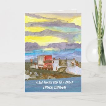 Truck Driver Thank You Trucker Appreciation Card | Zazzle