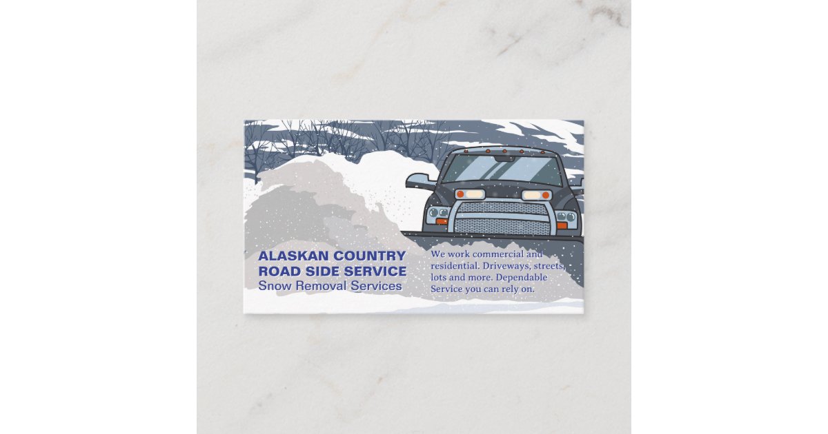 Truck Moving Snow in the Winter Business Card | Zazzle