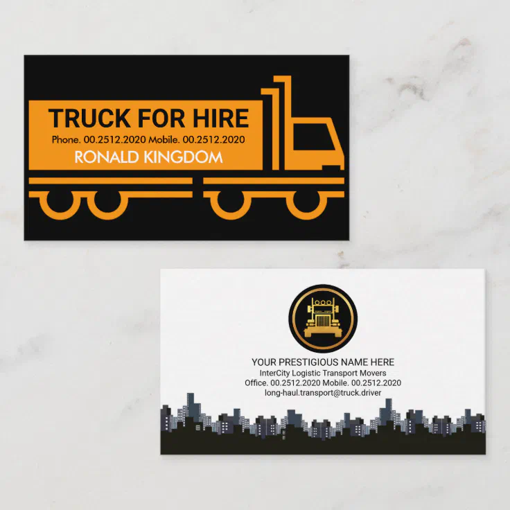 Truck Trailer Signage Logistic Trucker Business Card | Zazzle