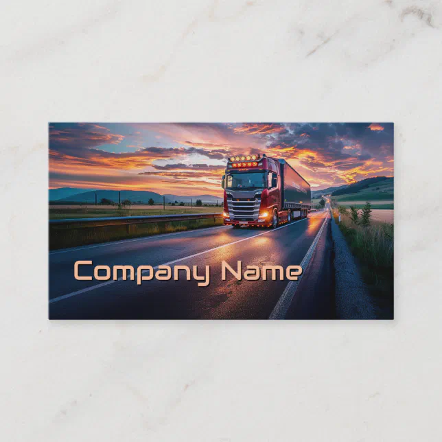Truck - transportation & logistics Sunset Road Business Card | Zazzle
