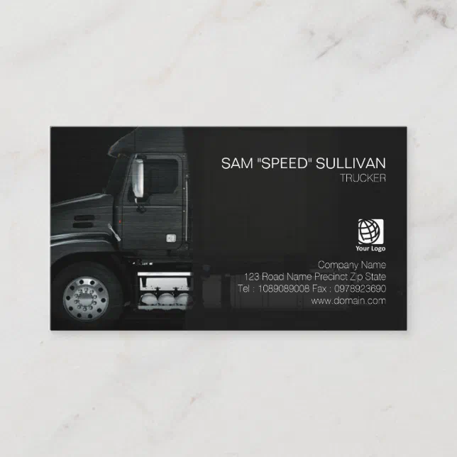 Trucker Transportation Haulage Black Truck Front Business Card | Zazzle