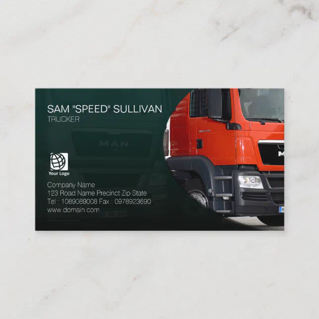 Trucker Transportation Haulage Service Red Truck Business Card | Zazzle