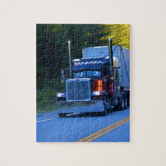 Truckers, Big Rig Cargo Truck Art Jigsaw Puzzle | Zazzle.com