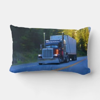 Truckers, Big Rig Cargo Truck Art Lumbar Pillow | Zazzle