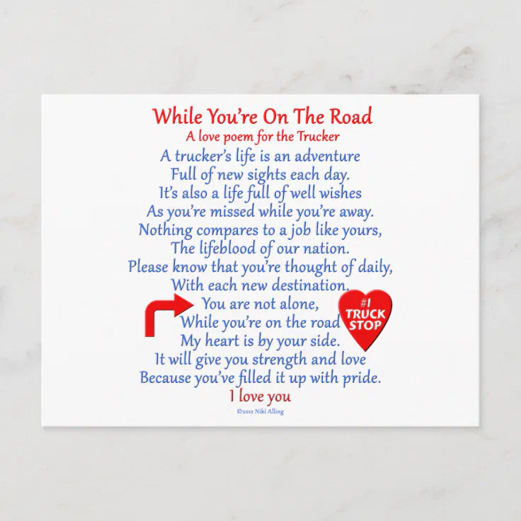 Trucker's Love Poem Postcard | Zazzle