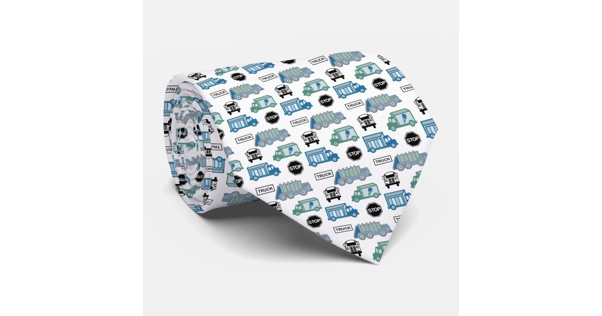 Trucks And Stop Signs Playful Pattern Neck Tie | Zazzle
