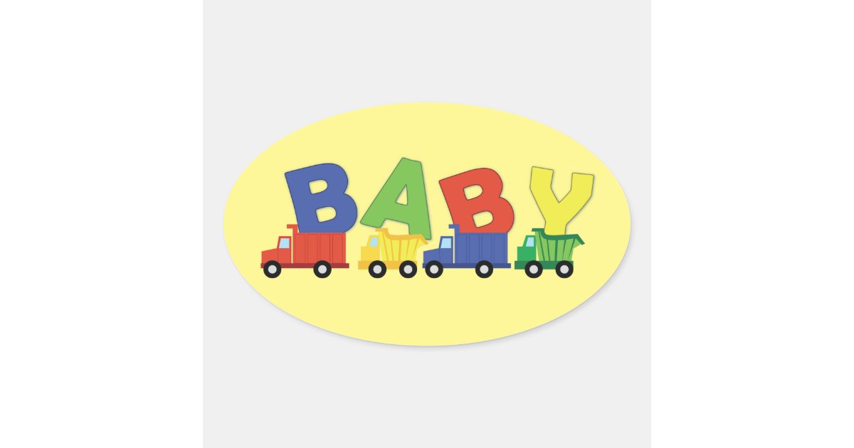 Trucks Baby Shower Oval Sticker | Zazzle