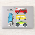 Trucks Bus Boys Name Template Shaped Stickers | Zazzle