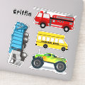 Trucks Bus Boys Name Template Shaped Stickers | Zazzle