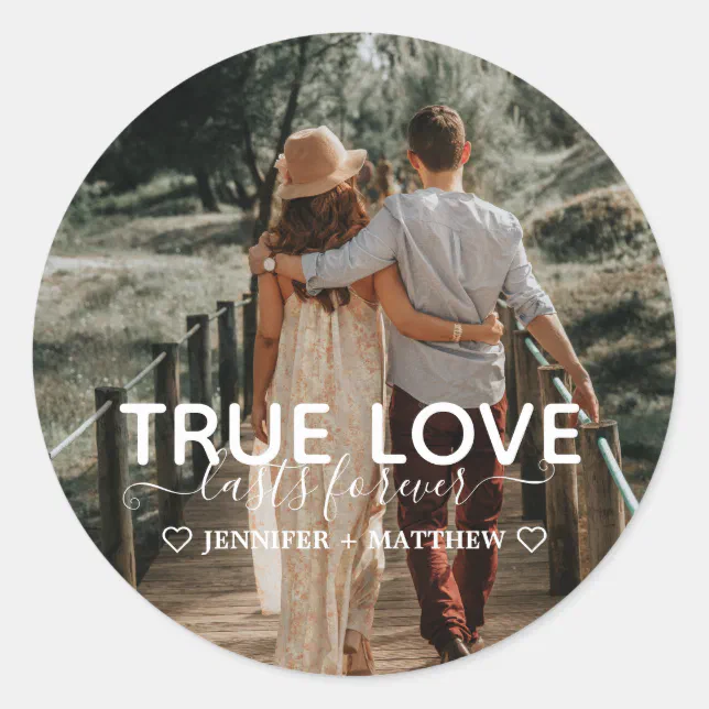 True Love Couple Photo Classic Round Sticker | Zazzle
