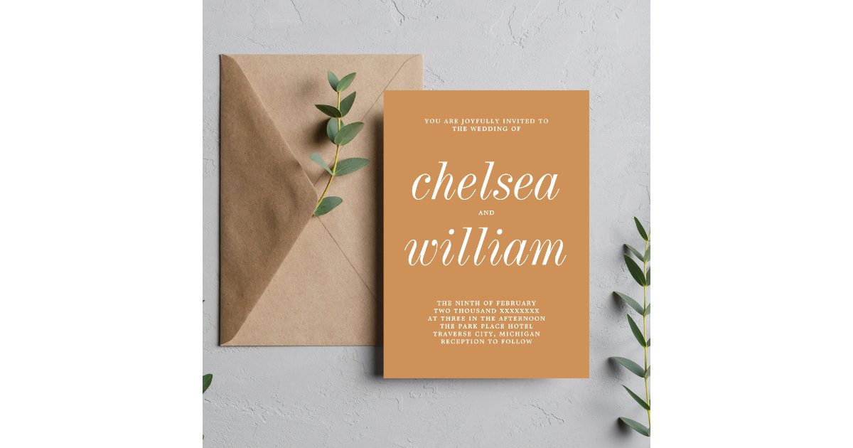 True Simplicity 2 Apricot Minimalist Wedding Invitation | Zazzle