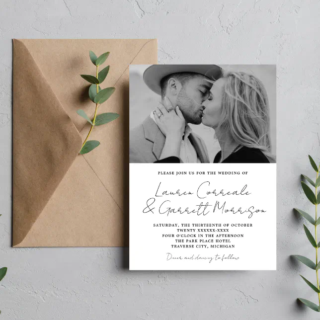 True Simplicity 3 Modern Photo Wedding Invitation | Zazzle